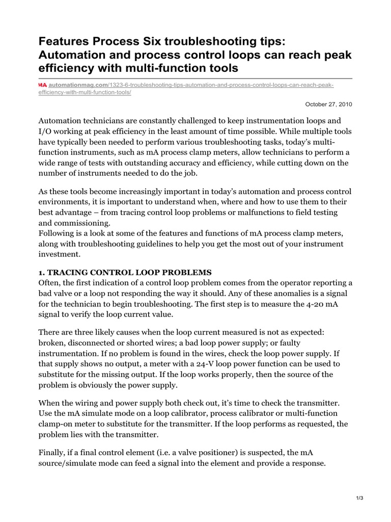 Control Loops Troubleshooting | PDF | Instrumentation | Programmable ...