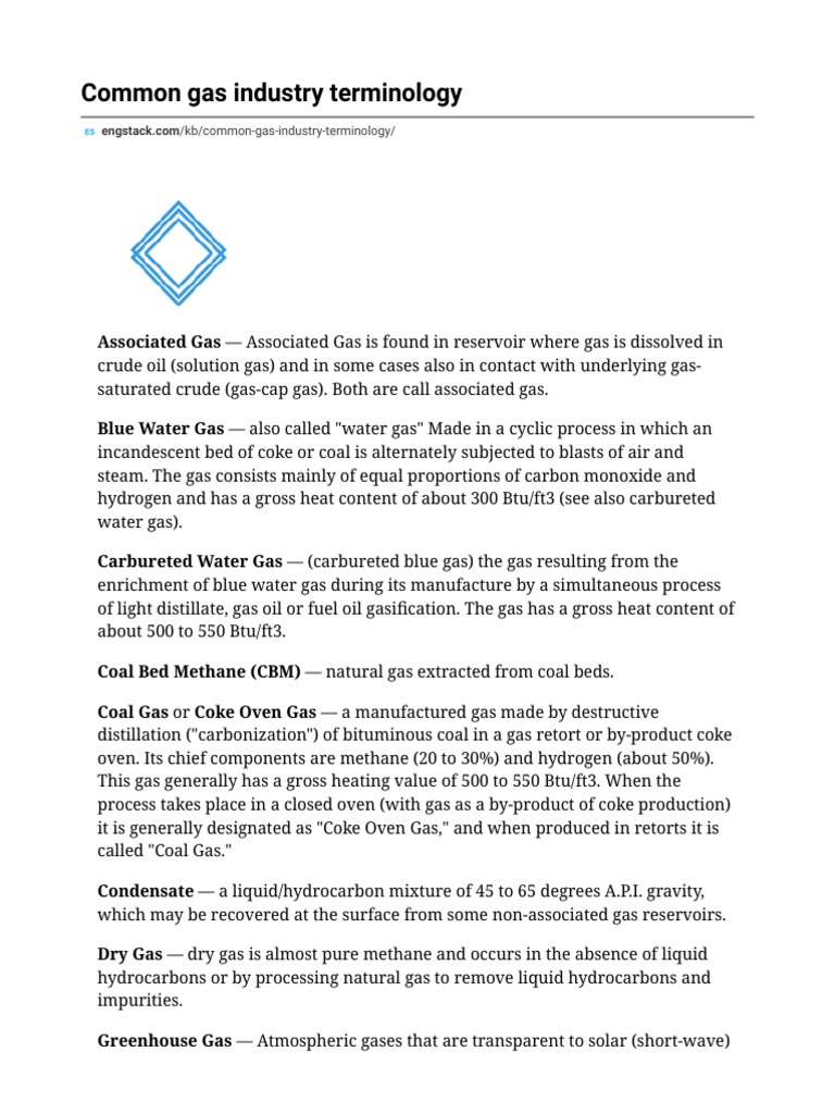 Common Gas Industry Terminology | PDF | Natural Gas | Hydrocarbons