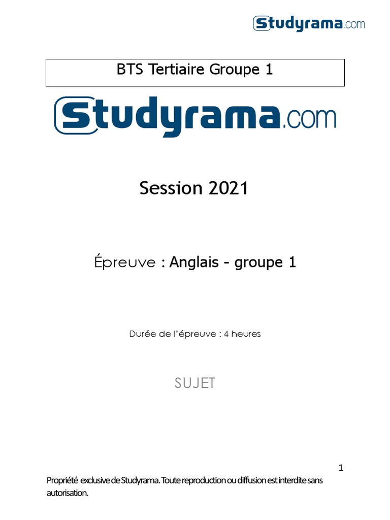 Sujet Anglais BTS MCO 2021 | PDF