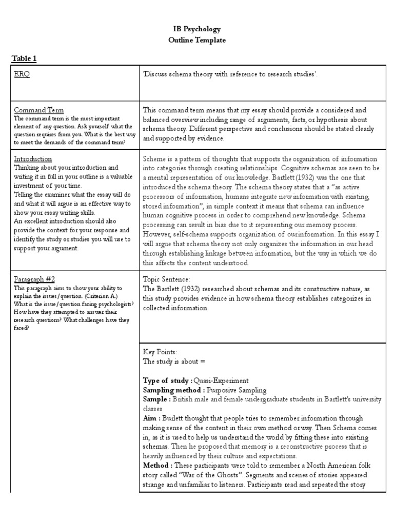 #2 ERQ - Outline | PDF | Schema (Psychology) | Information