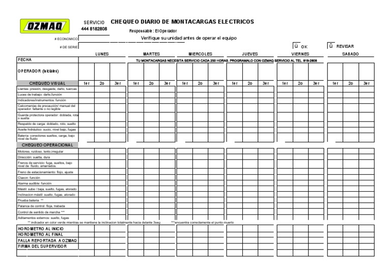 Check List Montacargas Electrico | PDF
