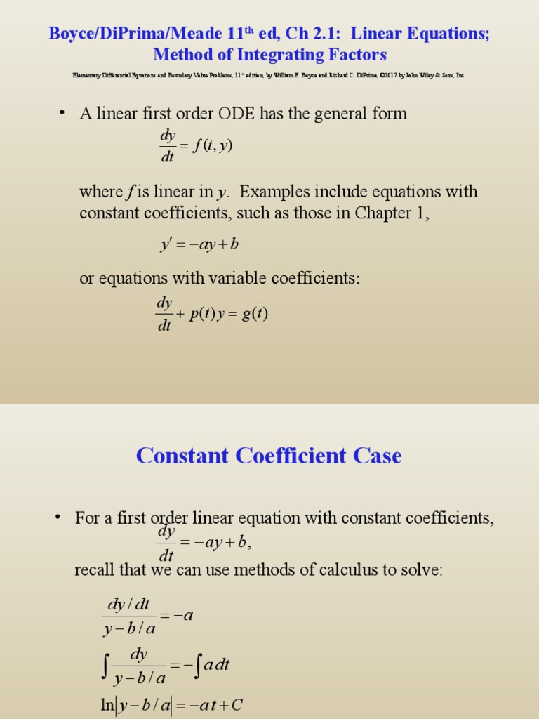 A Linear First Order ODE Has The General Form | PDF | Ordinary ...