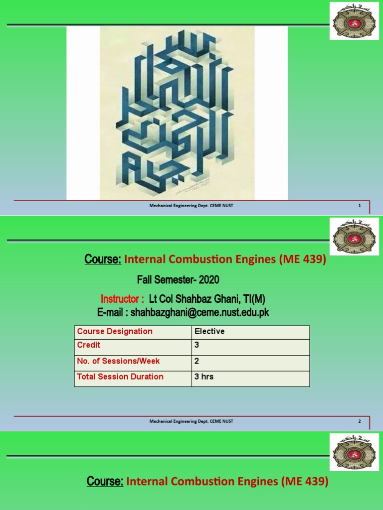 1 Mechanical Engineering Dept. CEME NUST | PDF | Internal Combustion ...