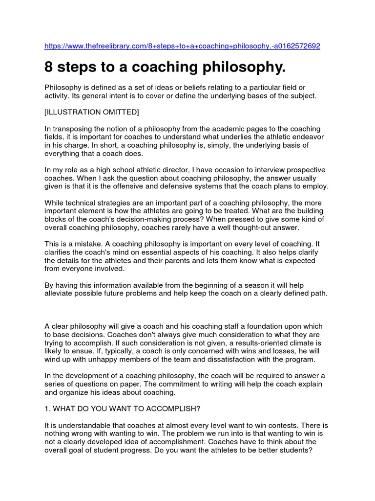 8 Steps To A Coaching Philosophy | PDF | Teaching Method | Human Nature