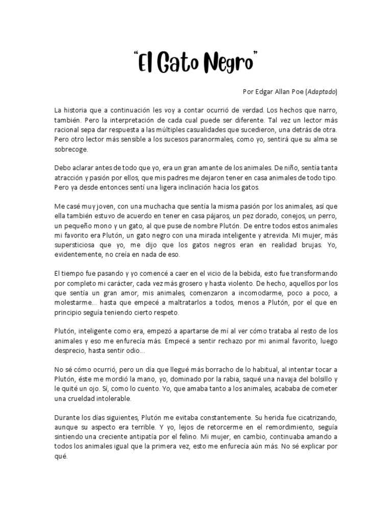 Ficha N°2 de lectura El Gato Negro | PDF