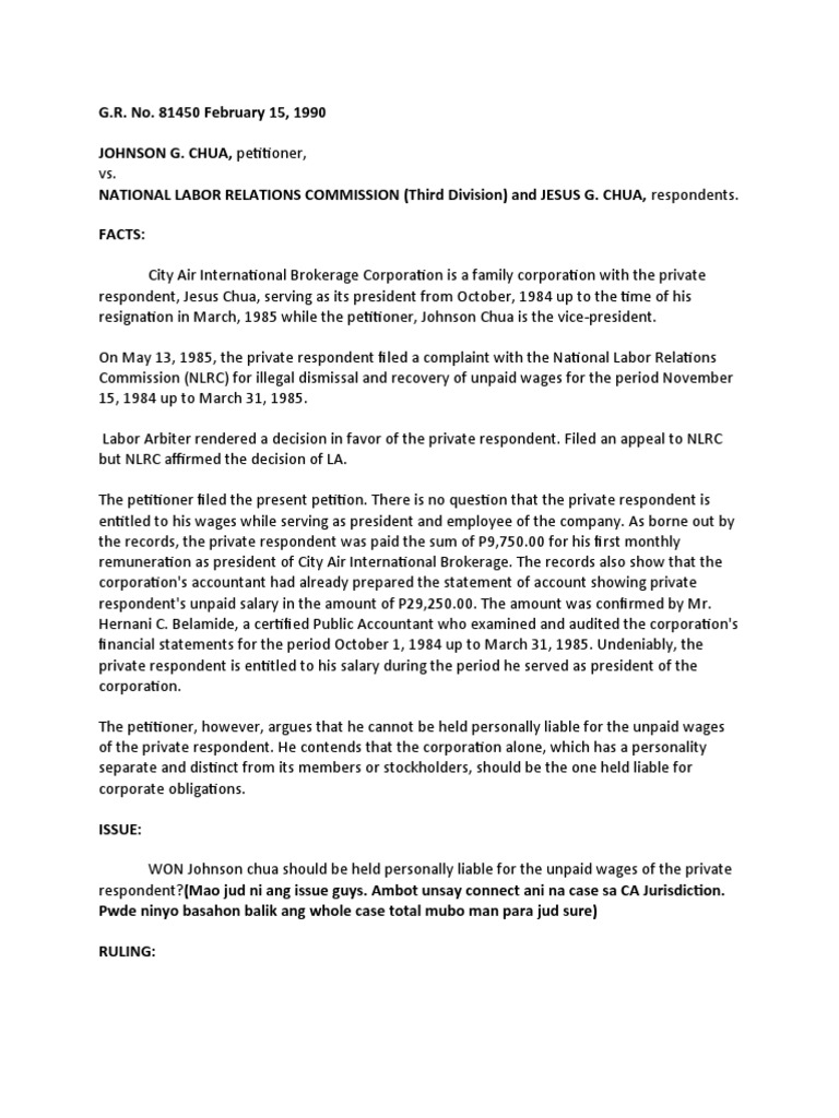 Chua vs. NLRC | PDF | Judiciaries | Common Law