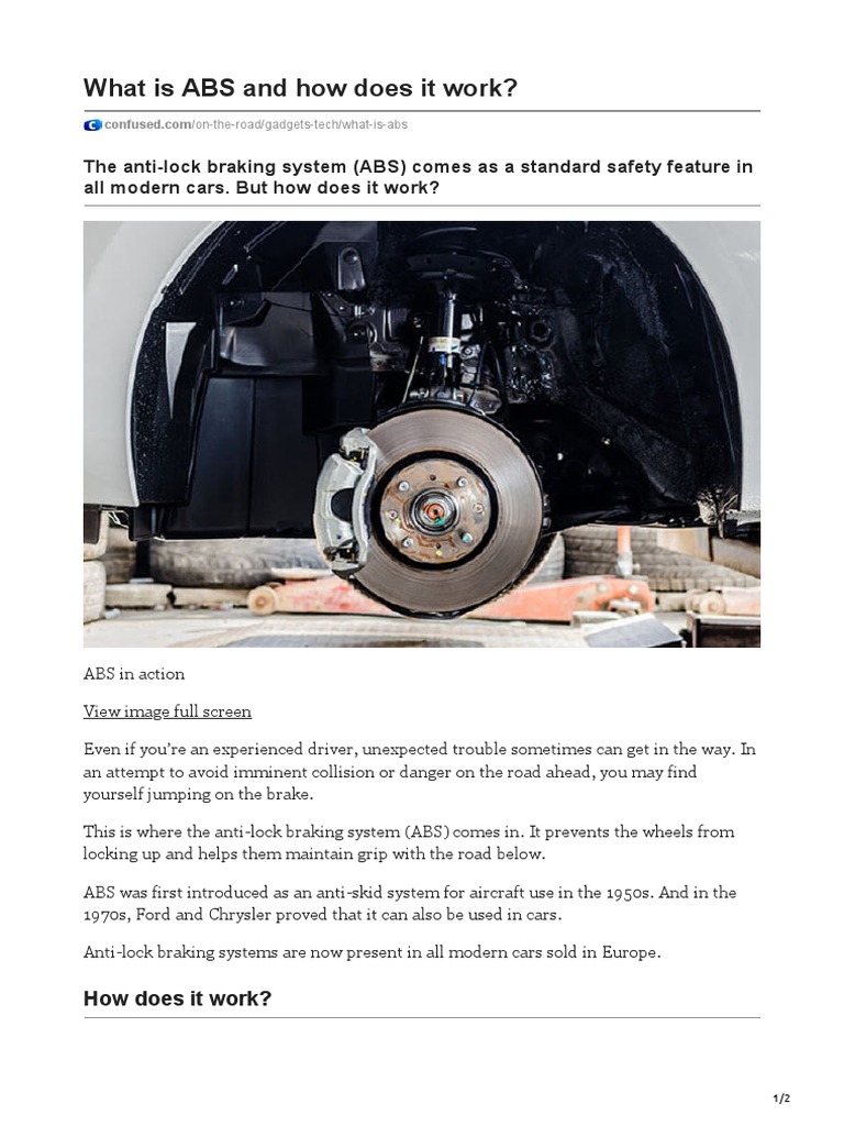 How ABS Works in Modern Cars | PDF | Anti Lock Braking System | Vehicle ...