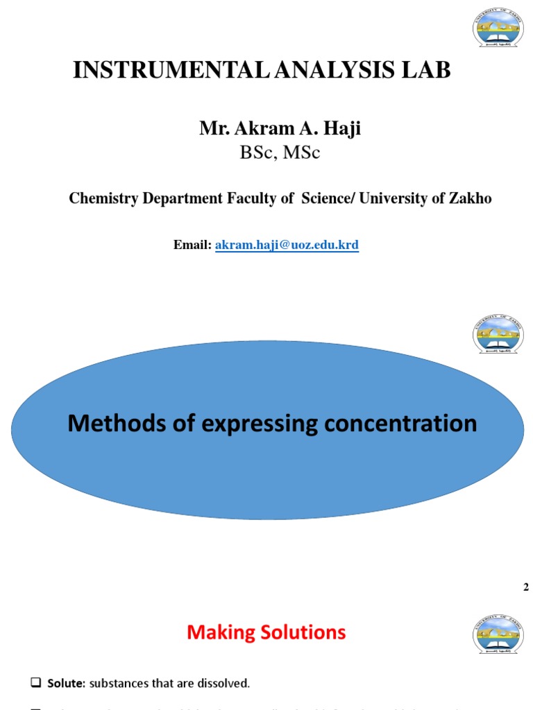 Method Of Expressing Concentration Pdf Solution Mass