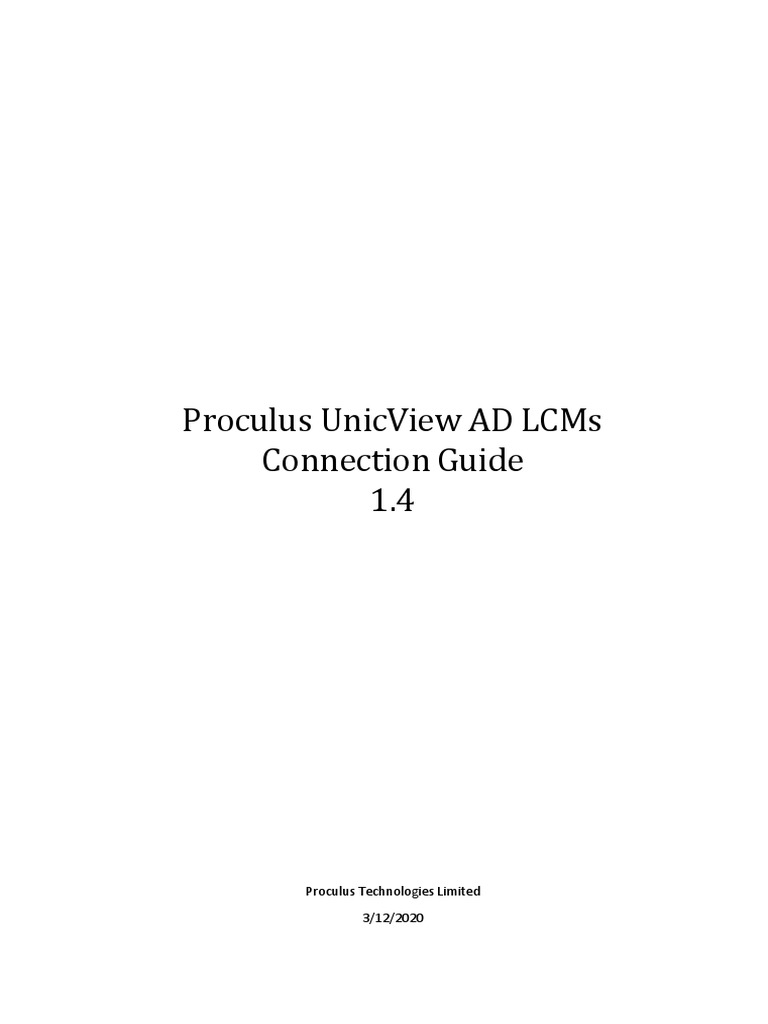 Proculus Unicview Ad Lcms Connection Guide 1.4 | PDF | Usb | Electrical Connector