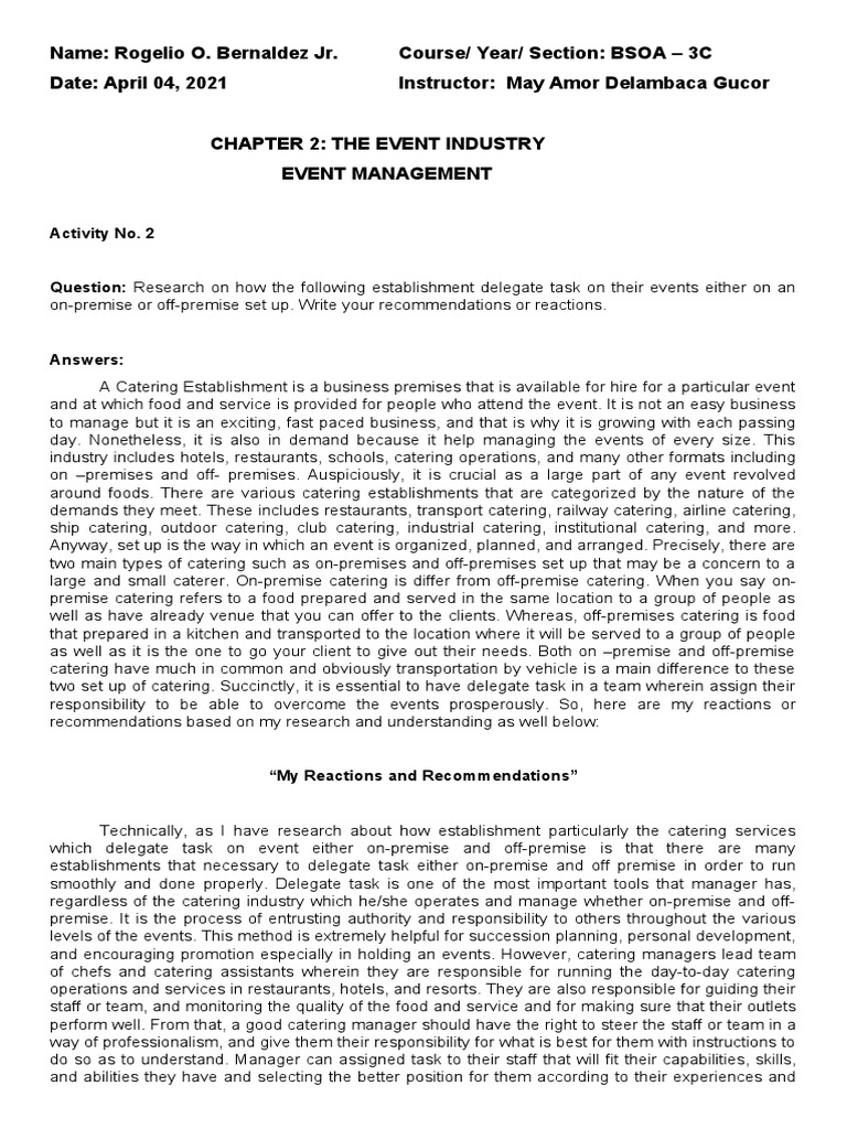 Event Management - Chapter 2 - Bsoa-3c | PDF | Goal | Human Nature