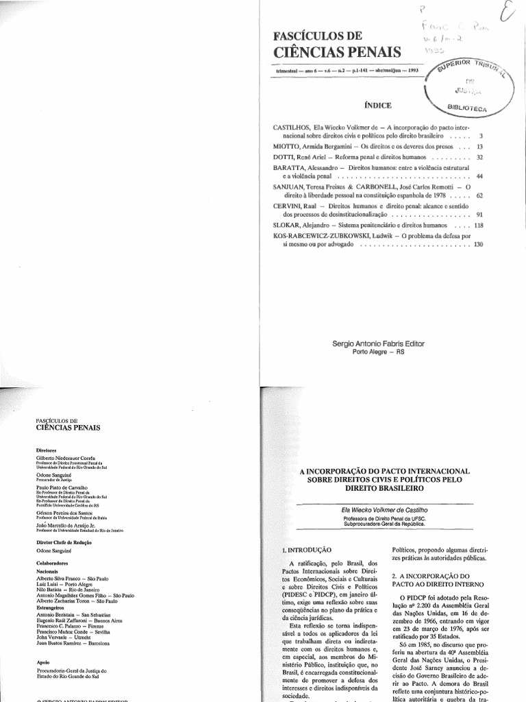 ALESSANDRO BARATTA. Ente A Violência Estrutural e A Violência Penal ...