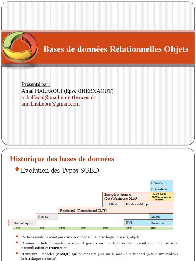 BDD Relationnel Objet Part1 | PDF | Modèle relationnel | Bases de données