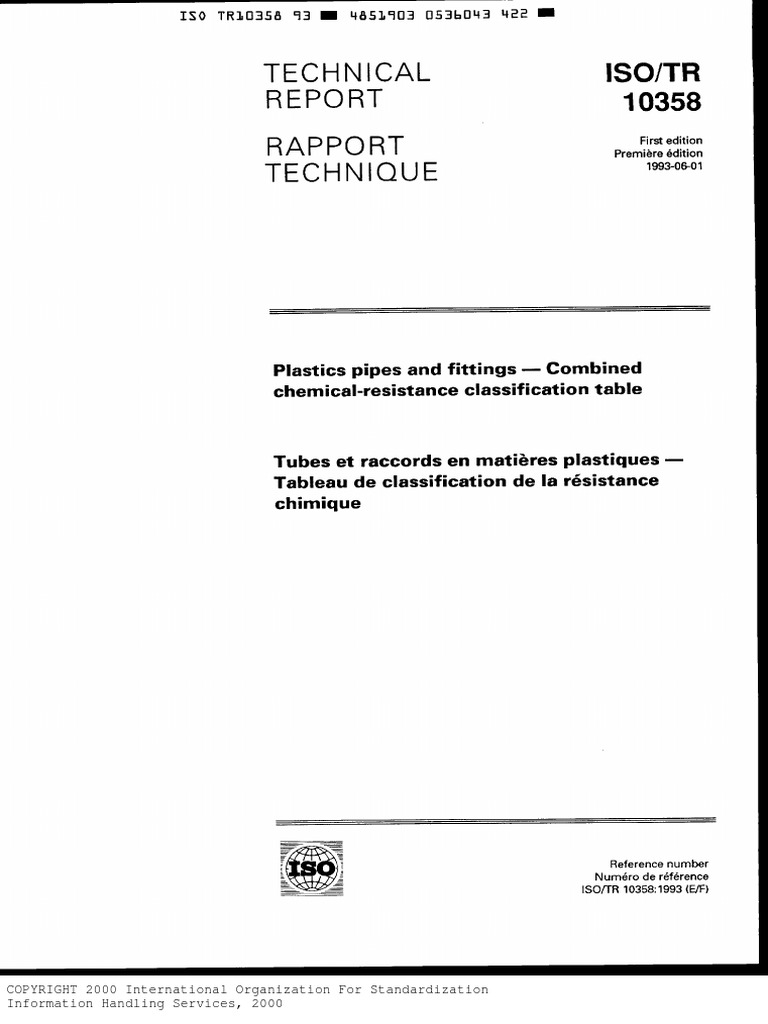 Chemical Resistance Table Iso TR 10358 | PDF | International ...