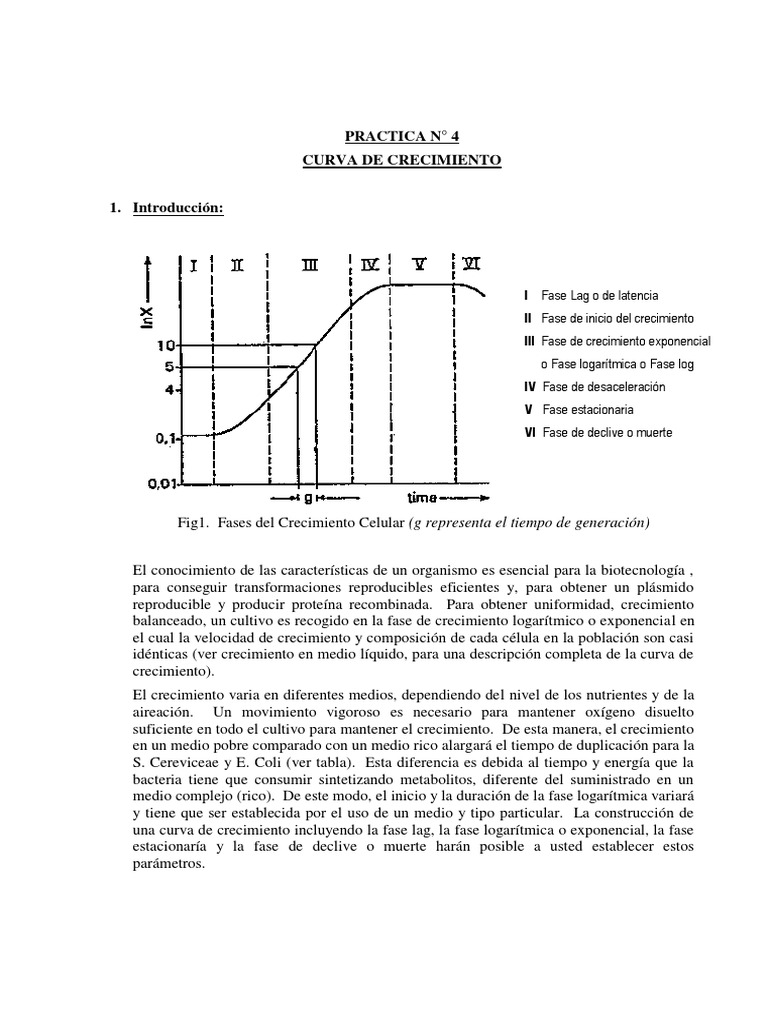 Practica 4. Curva de Crecimiento - Efa | PDF | Organismos | Biología