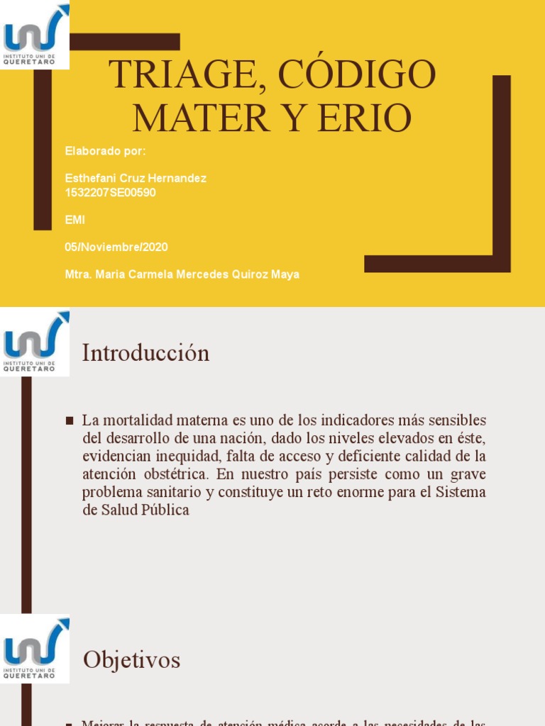 Triage y Códigos Mater y ERIO | PDF
