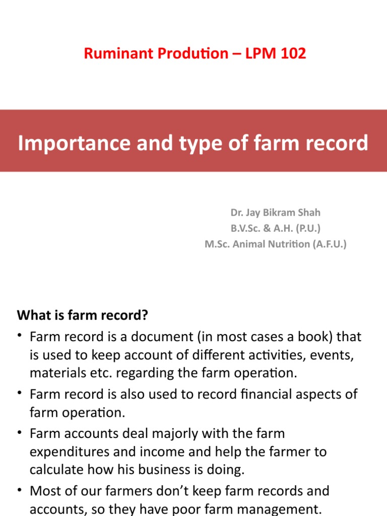 Importance and Types of Farm Records | PDF | Livestock | Farms