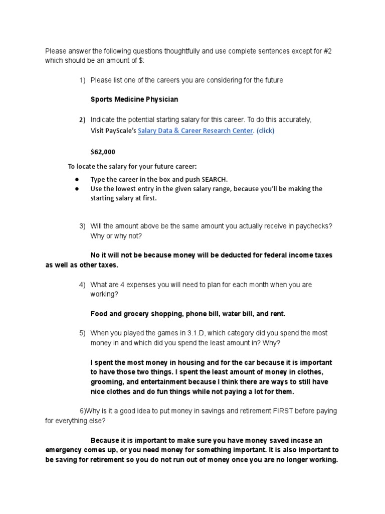 Budgeting Reflection | PDF