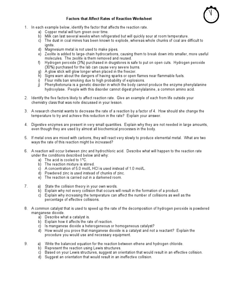12 U Kinetics Lesson 7 Factors Affecting Rates Worksheet | PDF ...