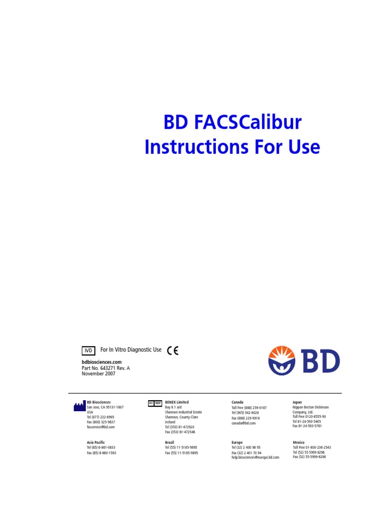 BD FACSCalibur Instructions | PDF | Optical Filter | Flow Cytometry