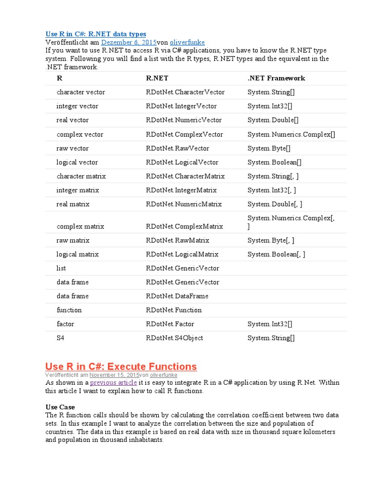 Use R in C#: Execute Functions: Types | PDF | Integer (Computer Science ...