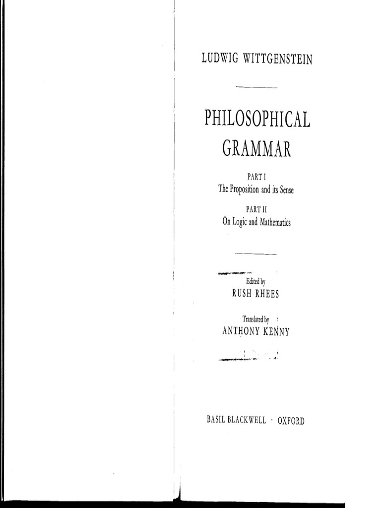Ludwig Wittgenstein Philosophical Grammar PDF | PDF