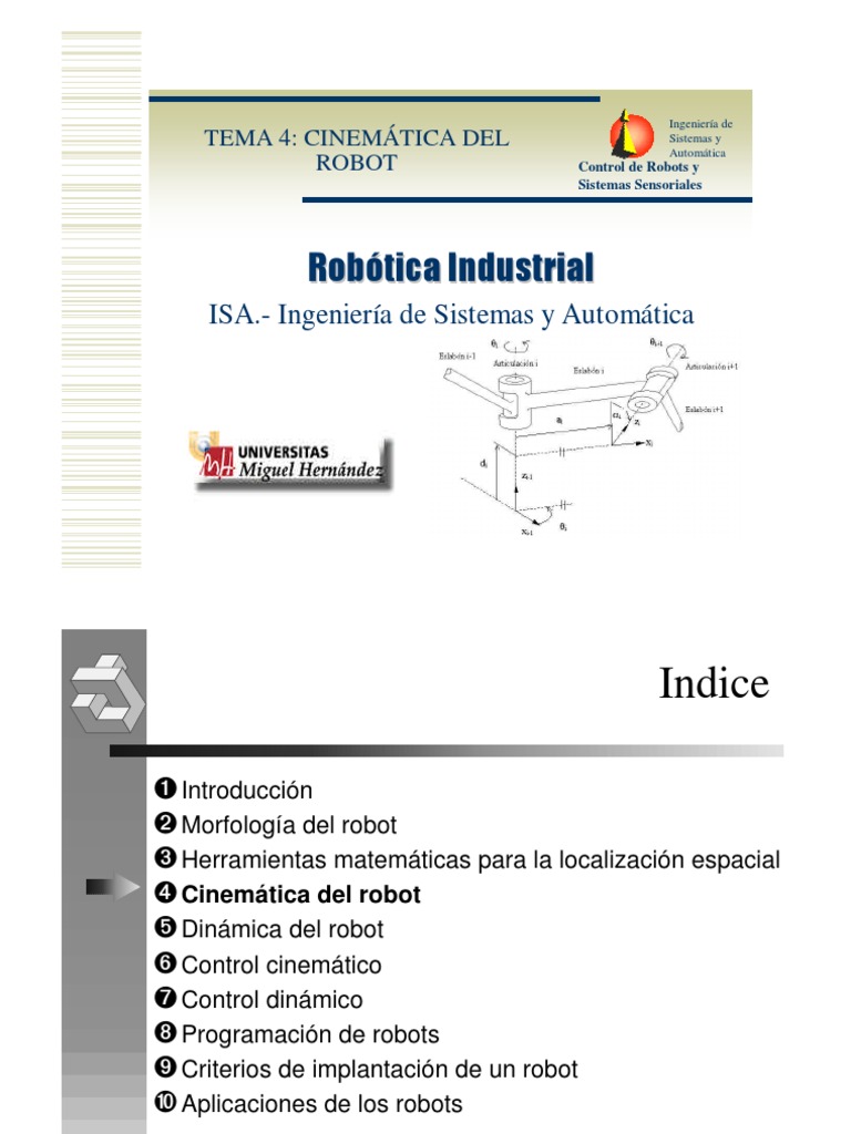 CINEMATICA DEL ROBOT | Matriz (Matemáticas) | Cinemática