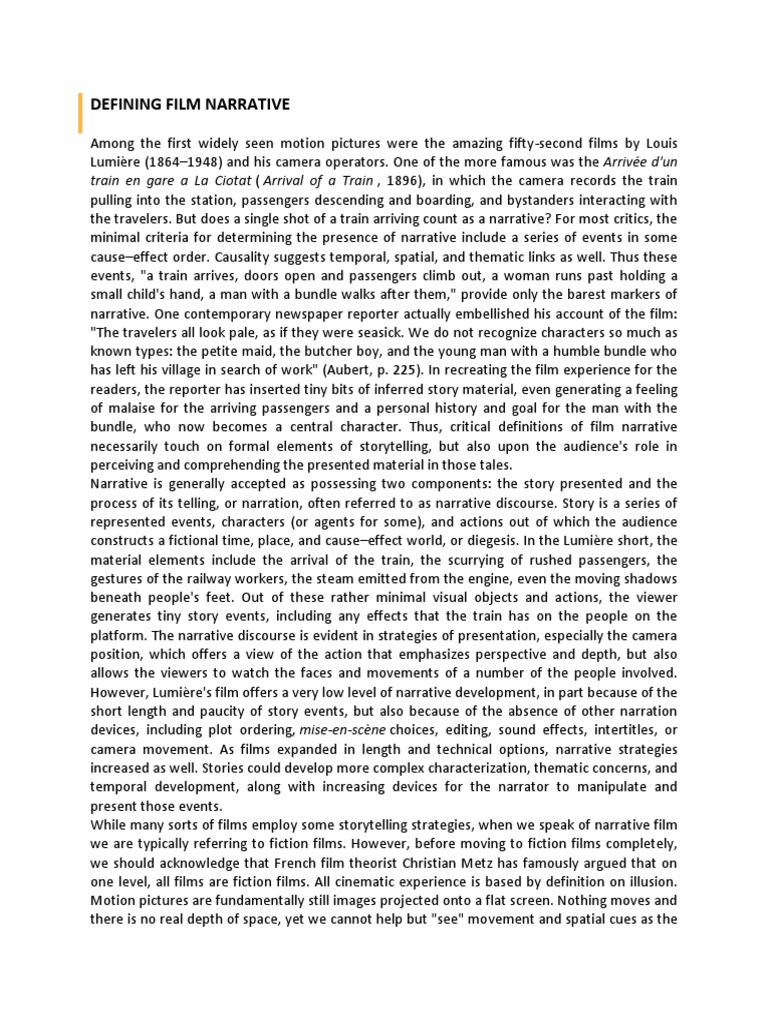 Defining Film Narrative | PDF | Narrative | Narration