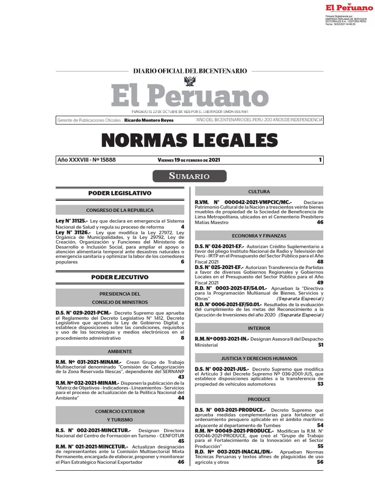 Decreto Supremo #009-2021-SA | PDF | Perú | Política