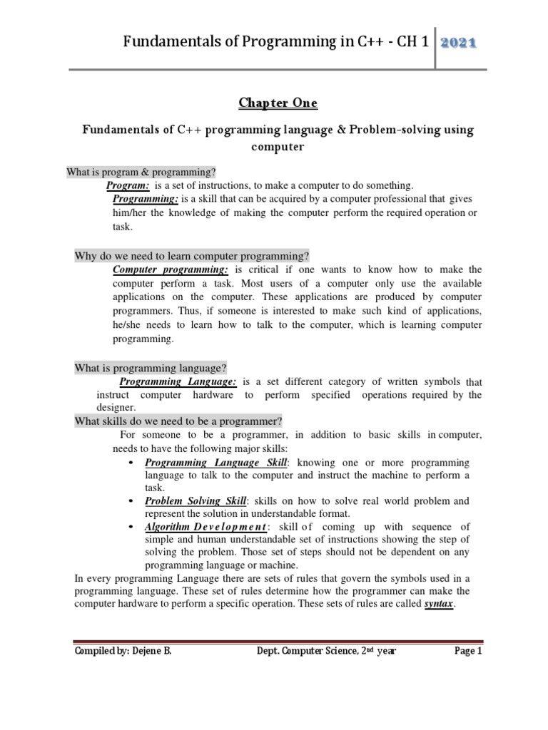 Fundamentals of Programming in C++ - CH 1 | PDF | Computer Programming ...