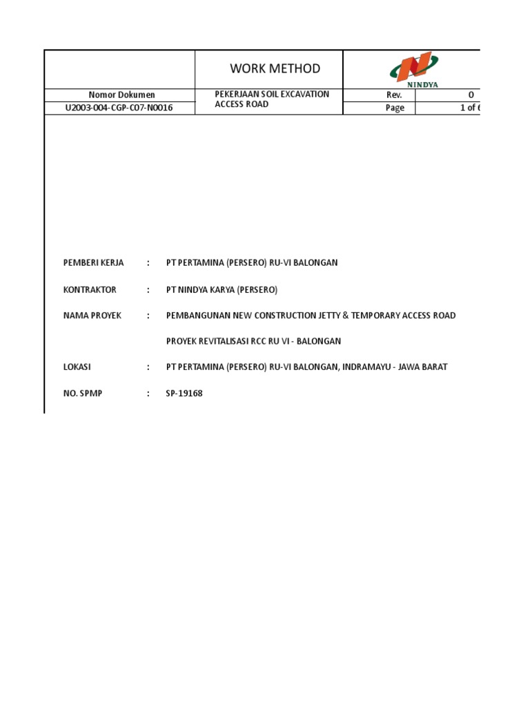 U2003-004-Cgp-C07-N0016 Metode Pekerjaan Soil Excavation Access Road ...