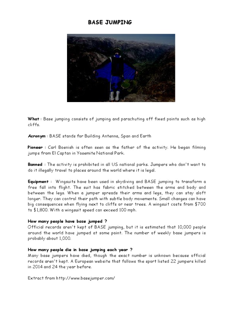 Reading Comprehension BASE JUMPING | PDF