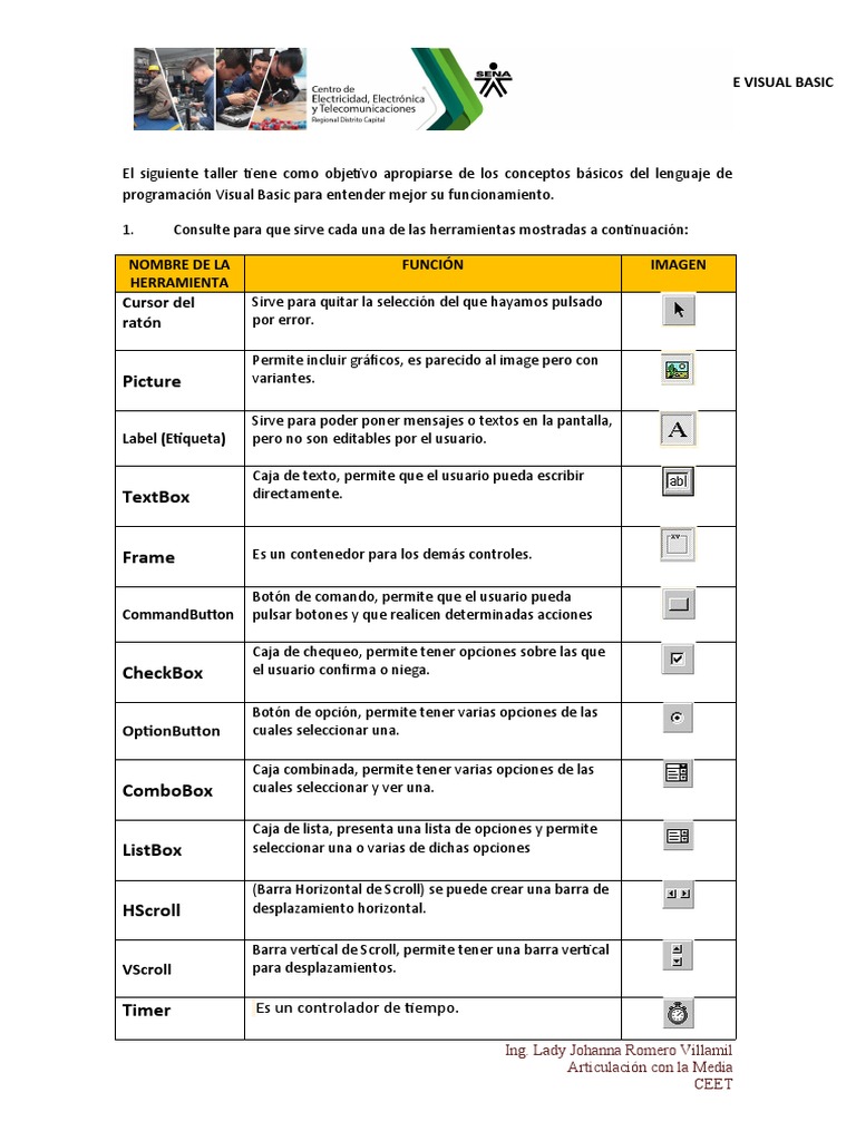 Taller Conceptos Básicos de Visual Basic | PDF | Básico | Archivo de computadora