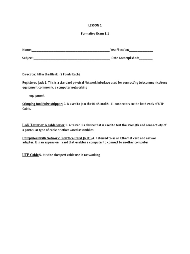 Answer Formative Exam 1 | PDF | Science | Science (General)