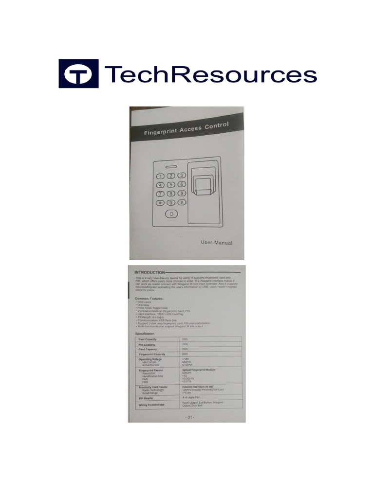 Manual Biometrico TF6 Teclam | PDF