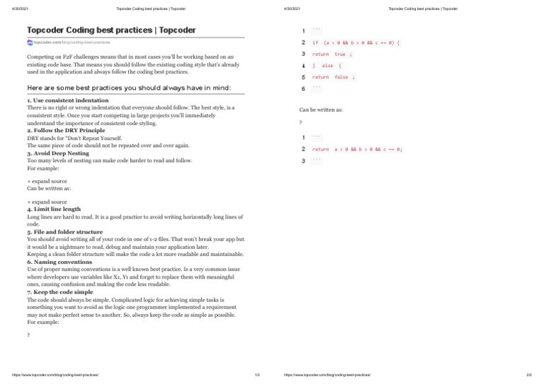 Topcoder Coding Best Practices - Topcoder | PDF | Systems Engineering | Computer Science