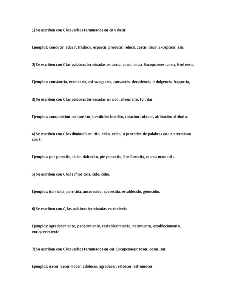 Uso de C, S y Z en la escritura | PDF | Gramática | Mecánica del lenguaje