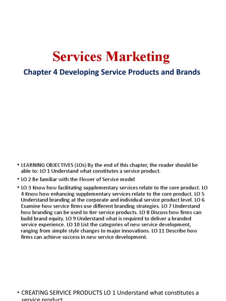 Services Marketing: Chapter 4 Developing Service Products and Brands ...