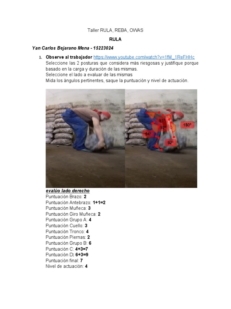 Taller RULA-REBA.-OWAS | PDF