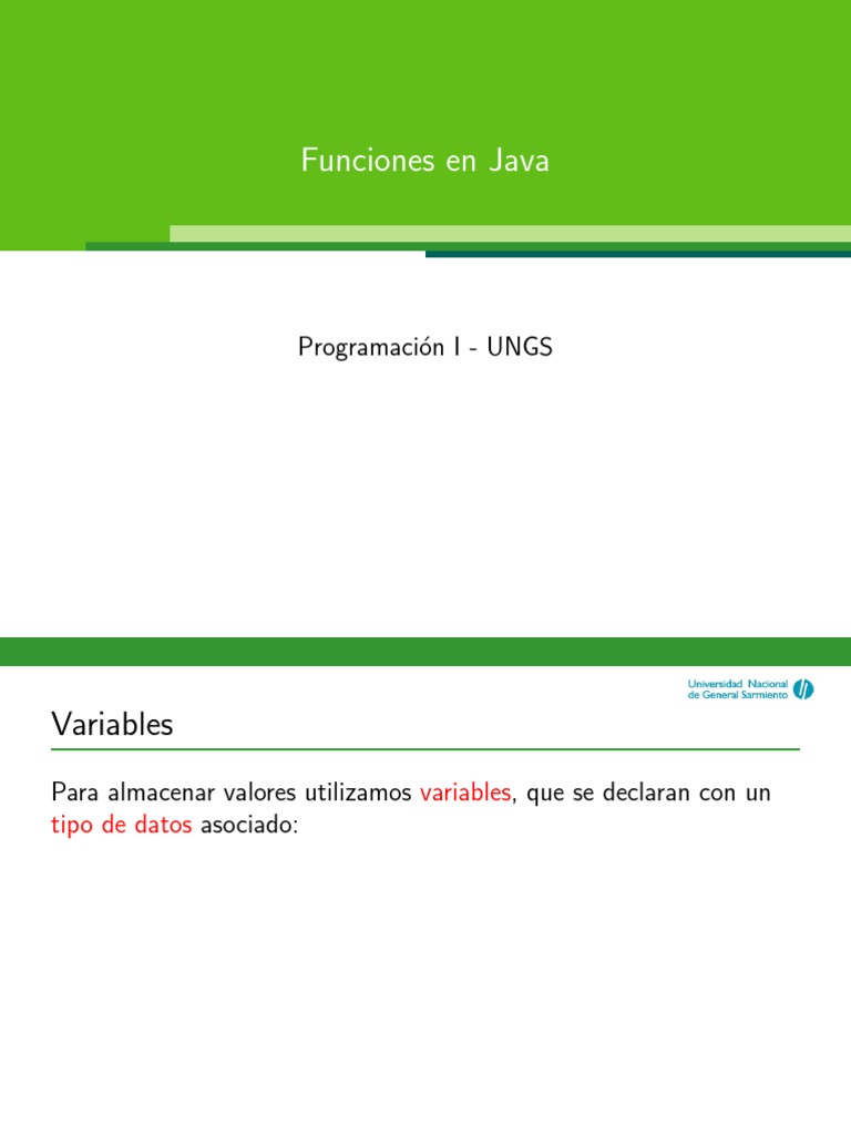 Funciones En Java Pdf Java Lenguaje De Programación Tipo De Datos
