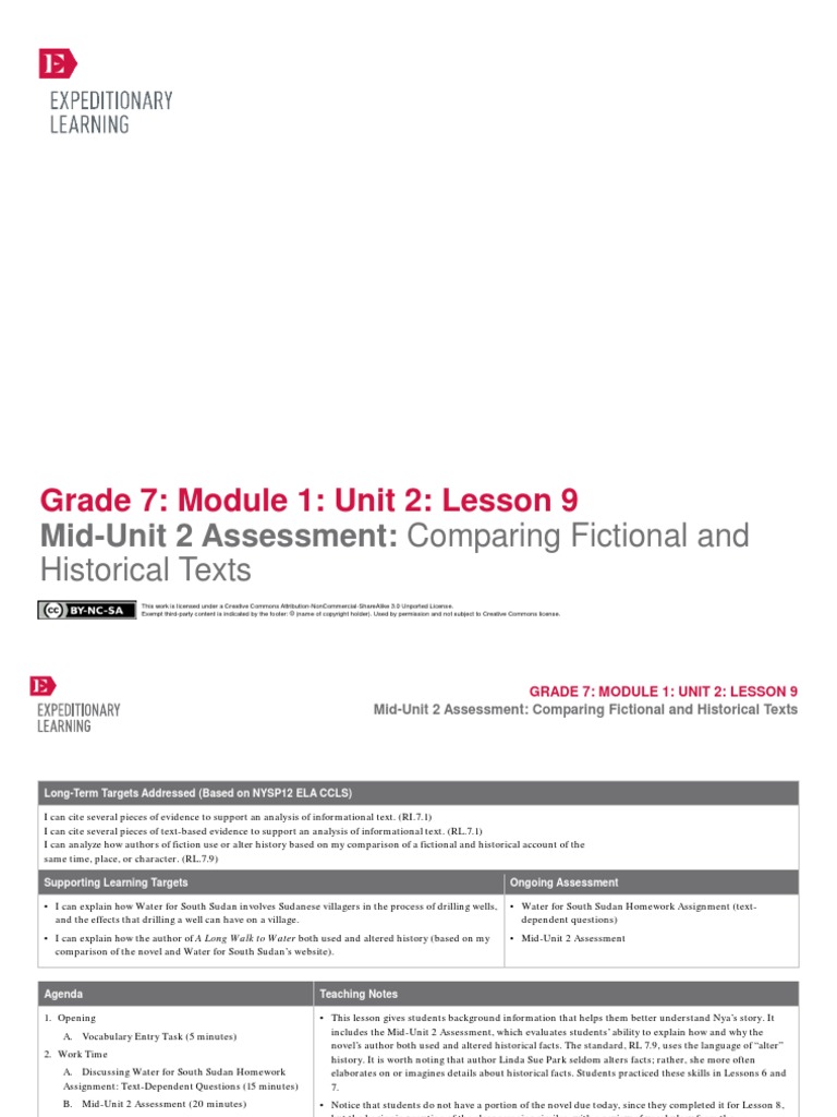 Grade 7: Module 1: Unit 2: Lesson 9: Mid-Unit 2 Assessment: Comparing ...