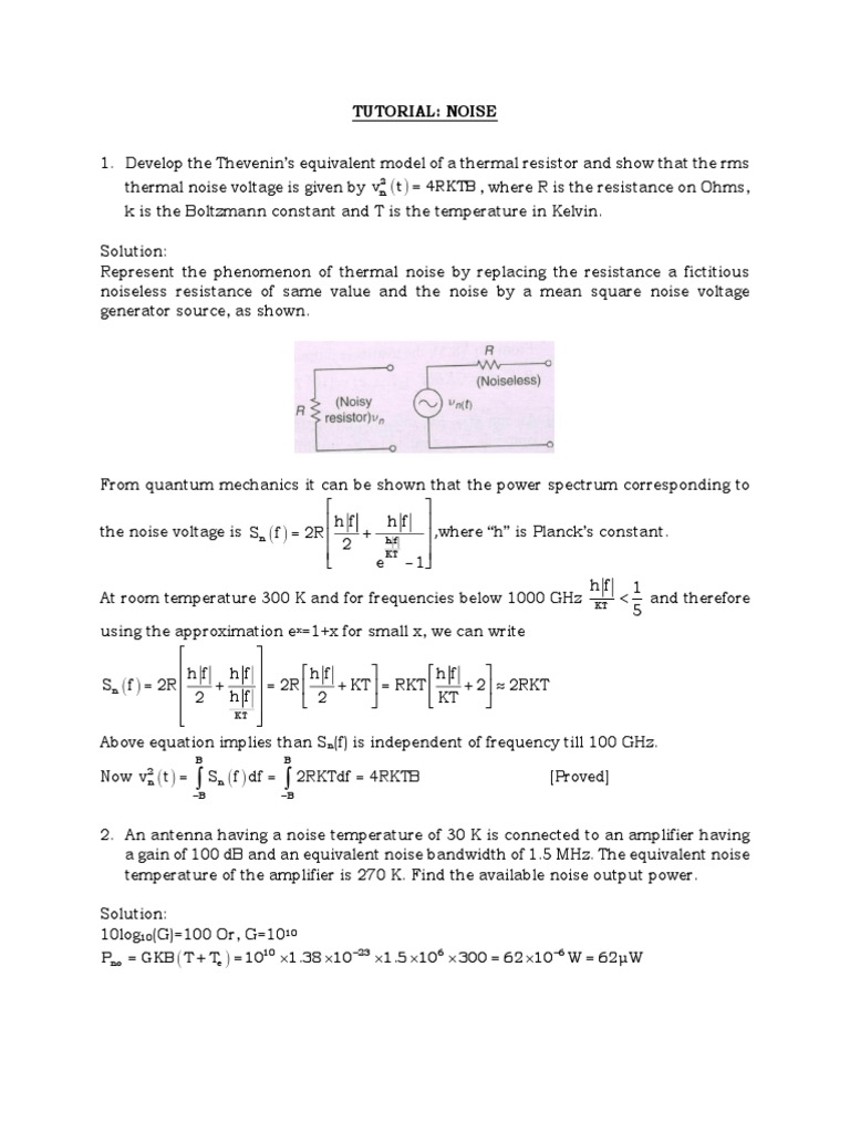 Tutorial On Noise | PDF | Signal To Noise Ratio | Amplifier