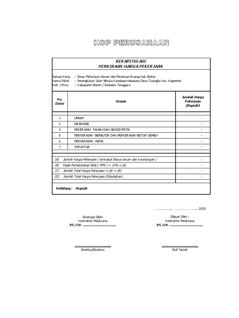 RAB Pengaspalan Jl. Wisata Kandawundawuna | PDF