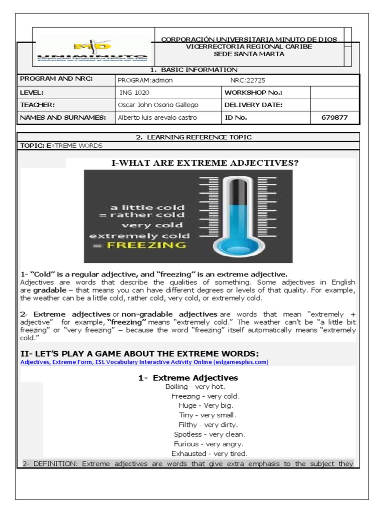 The Extreme Adjectives - Extreme Words | PDF | Adjective | Morphology