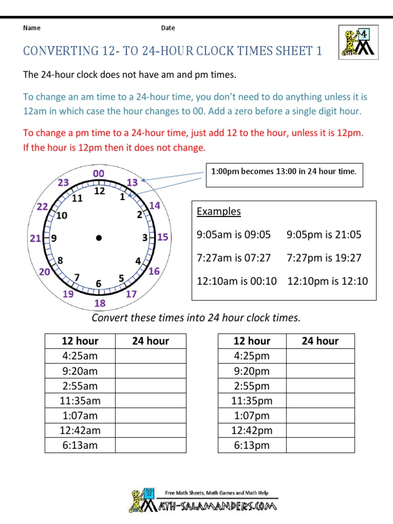 Convert 12 To 24 Hour Clock 1 | PDF
