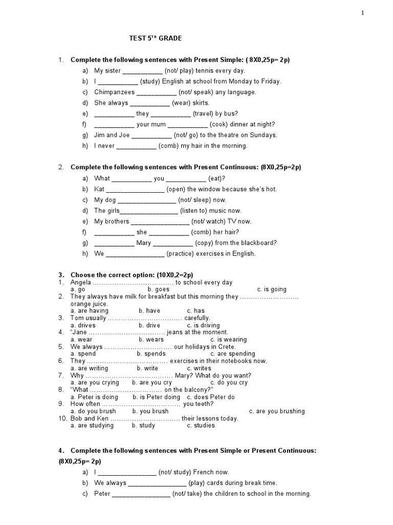 Test 5th Grade | PDF