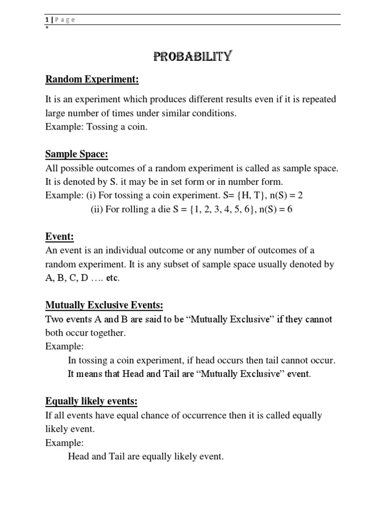 Probability: Random Experiment | PDF | Probability And Statistics | Probability Theory