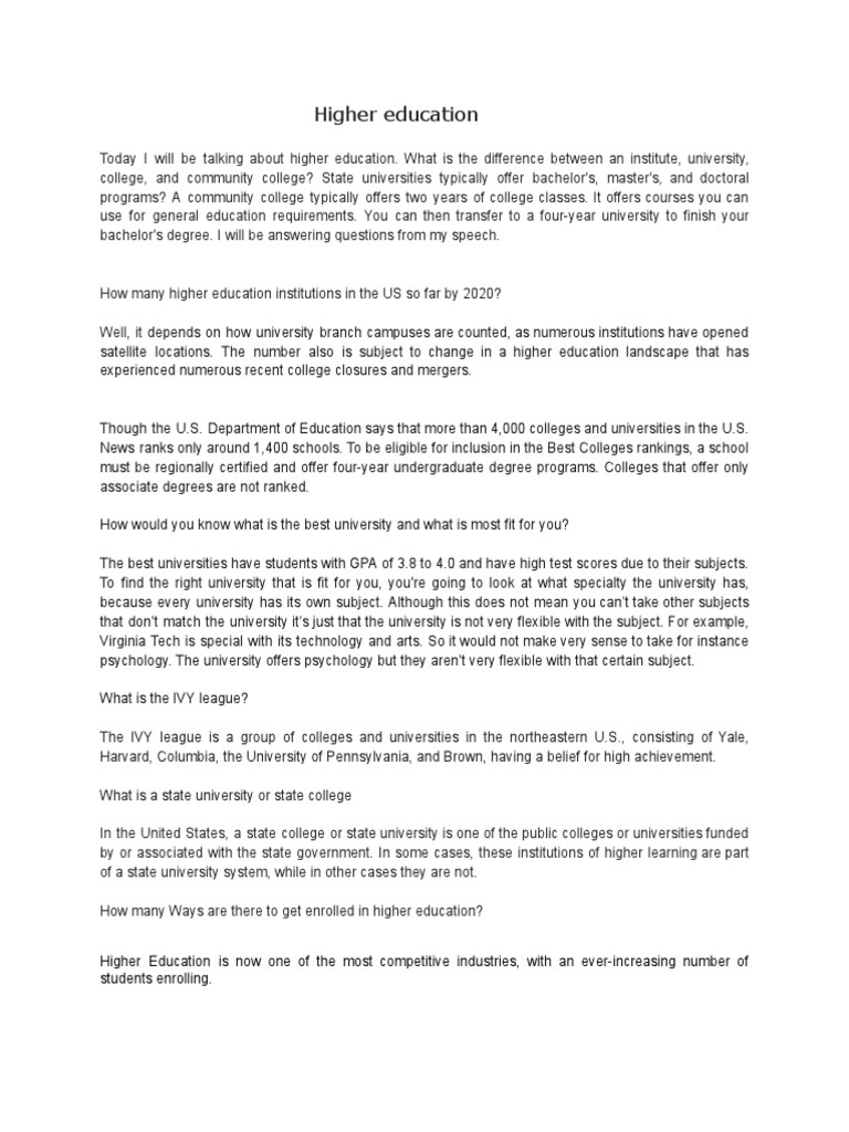 The Higher Education | PDF