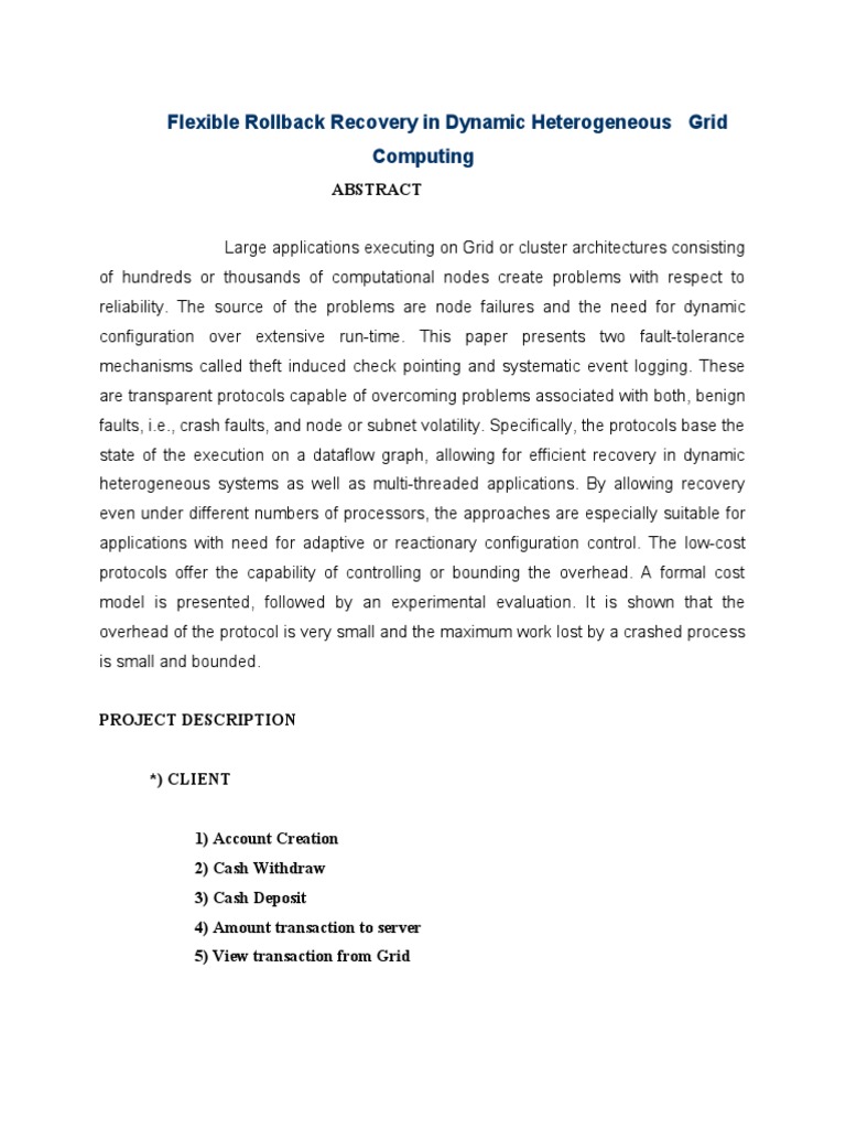 Flexible Rollback Recovery in Dynamic Heterogeneous Grid Computing ...