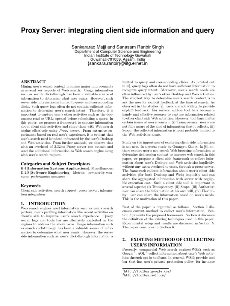 Capturing Comprehensive Client-Side Context for Web Search Using a Modified Proxy Server | PDF ...