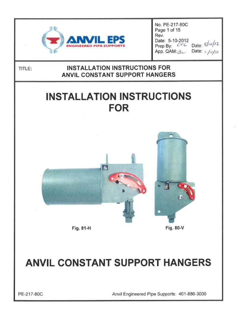 Anvil Constant Spring Installation and Maintenance Instructions | PDF